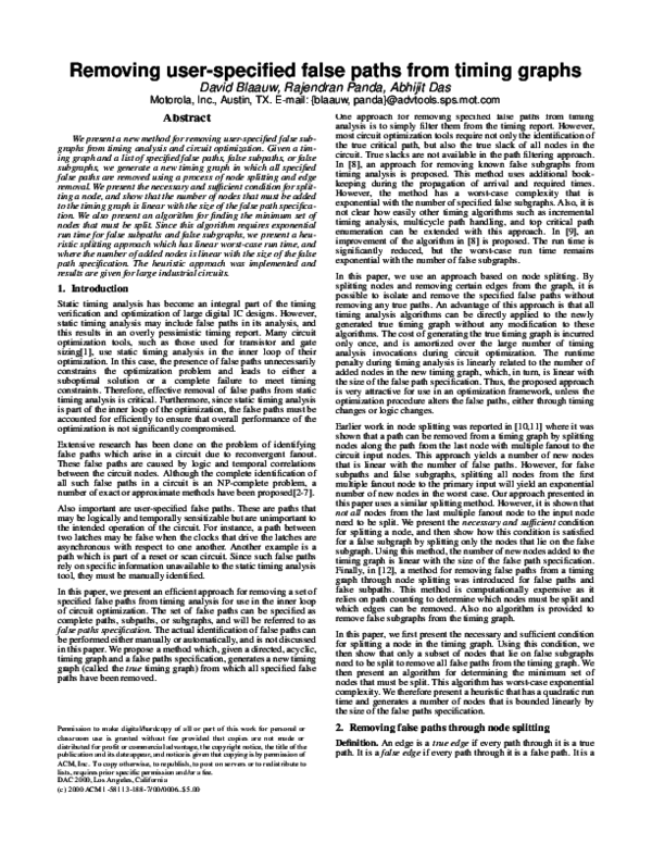 (PDF) Removing user specified false paths from timing graphs