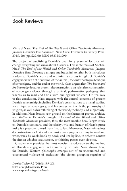 (PDF) Michael Naas, The End of the World and Other Teachable Moments ...