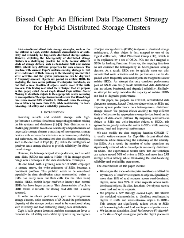 (PDF) Biased Ceph: An Efficient Data Placement Strategy for Hybrid Distributed Storage Clusters