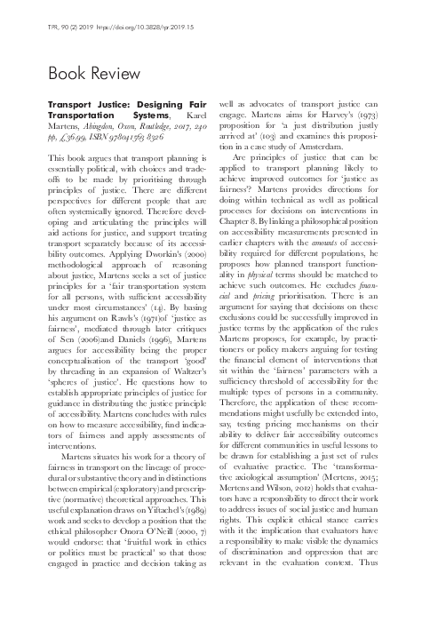 (PDF) Review of "Transport Justice" by Sarah Bissett Scott