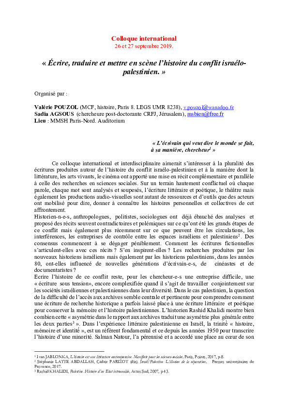 (PDF) Colloque international
