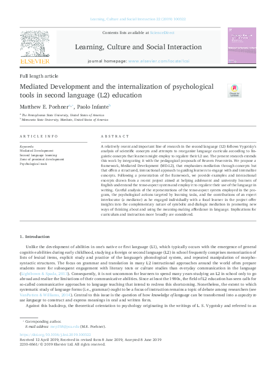 (PDF) Mediated Development and the internalization of psychological ...