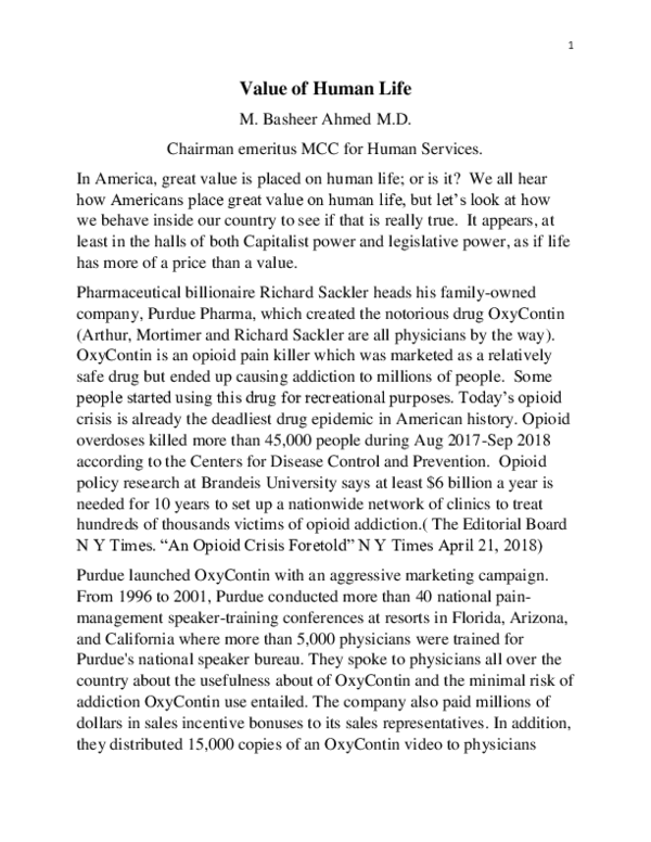 (DOC) Value of Human Life