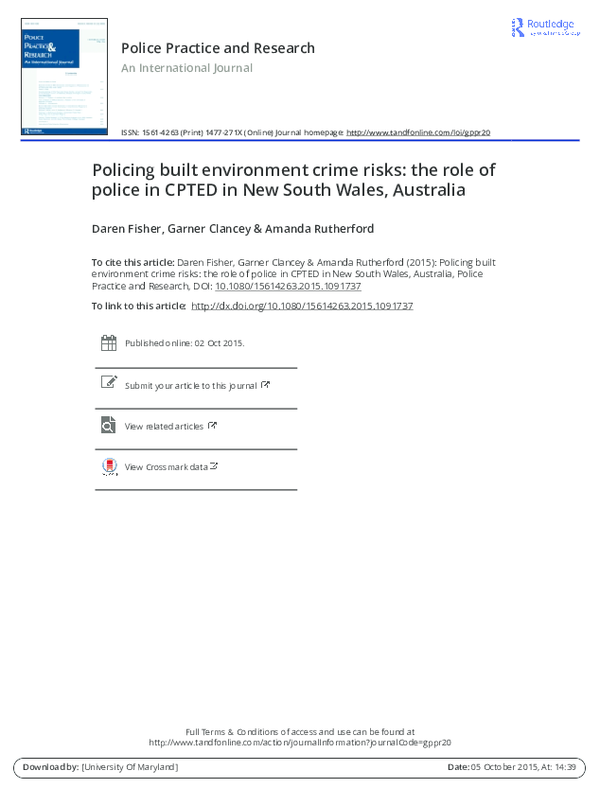 (PDF) Policing built environment crime risks: the role of police in ...
