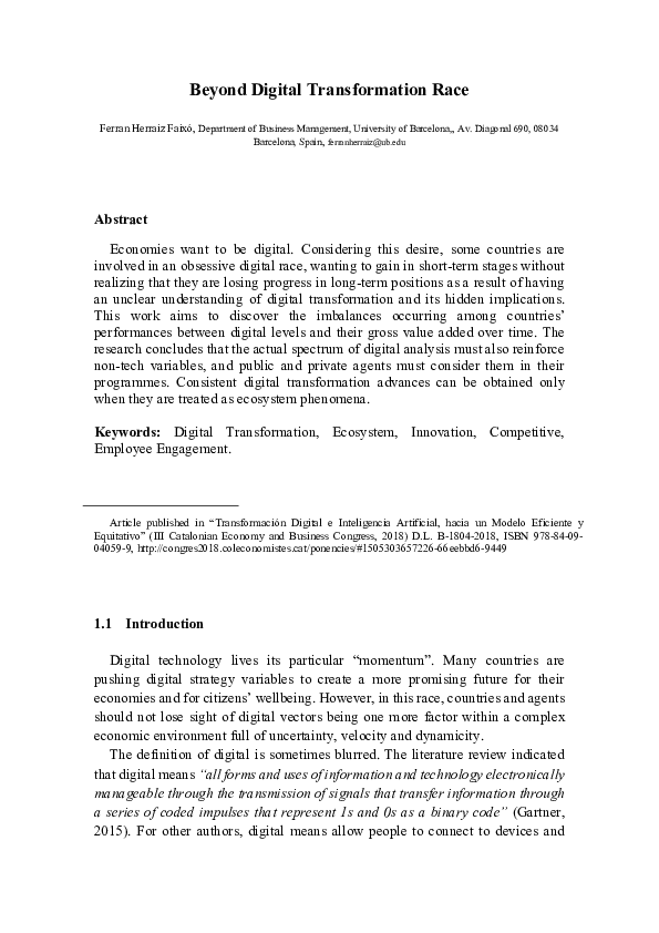 (PDF) Beyond Digital Transformation Race
