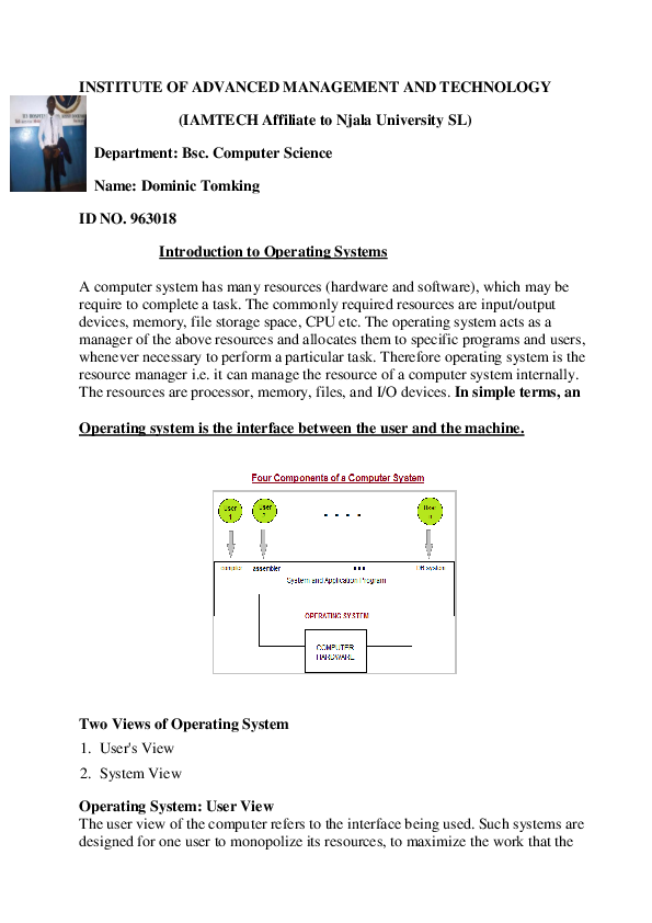(DOC) Introduction to Operating Systems