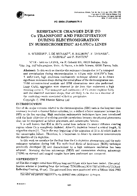 (PDF) Mechanism of Electromigration Failure in Al Thin Film ...