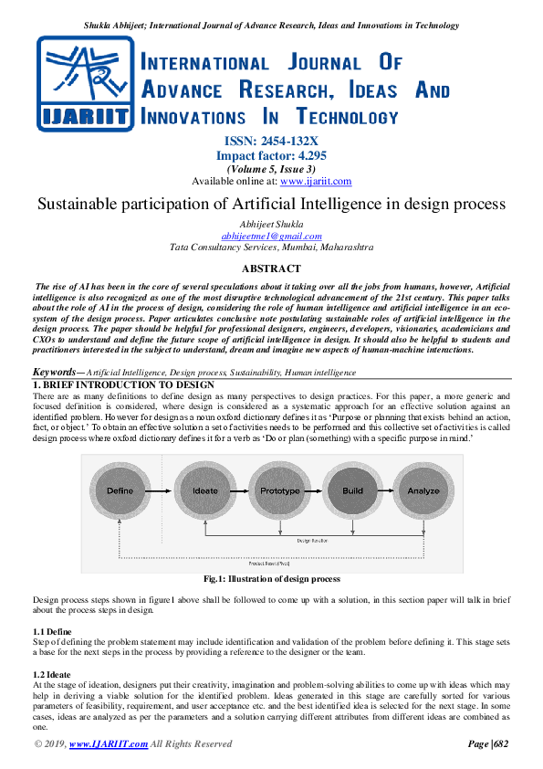 (PDF) Sustainable participation of Artificial Intelligence in design ...