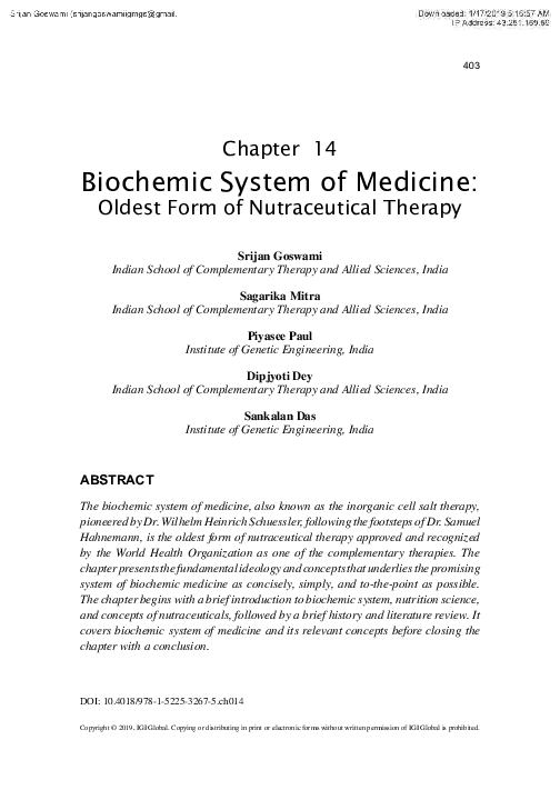 (PDF) Chapter 14 Biochemic System of Medicine: Oldest Form of ...