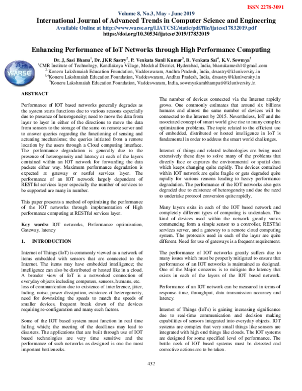 Pdf Enhancing Performance Of Iot Networks Through High Performance Computing