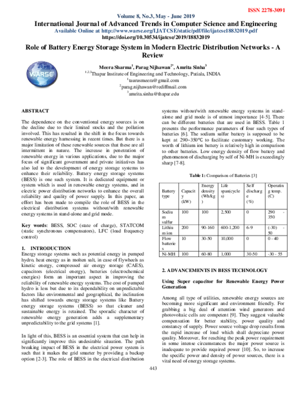 (PDF) Role of Battery Energy Storage System in Modern Electric ...