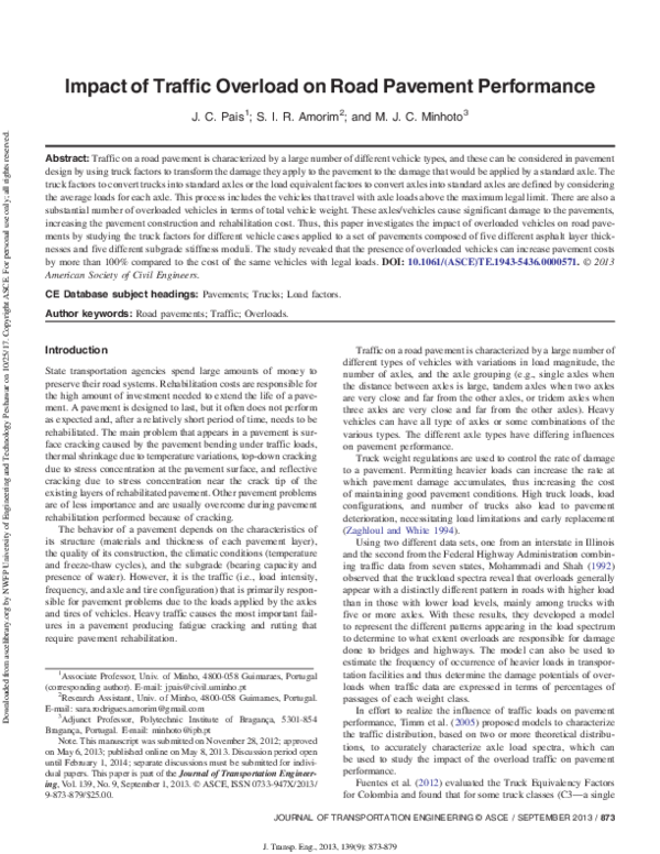 (PDF) Impact of Traffic Overload on Road Pavement Performance