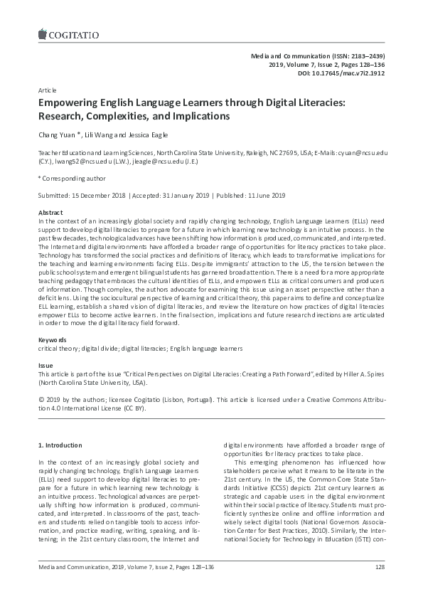 (PDF) Empowering English Language Learners through Digital Literacies ...