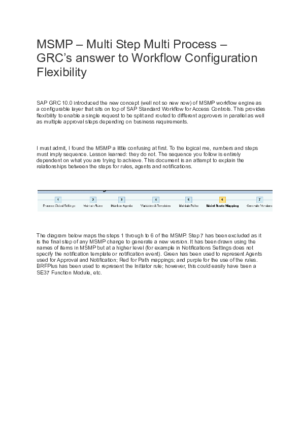 (DOC) MSMP -Multi Step Multi Process - GRC's answer to Workflow Configuration Flexibility