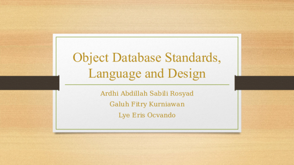 (PPT) Object Database Standards, Language and Design