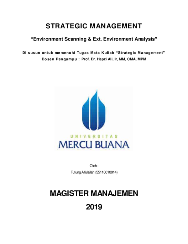 (PDF) "Environment Scanning & Ext. Environment Analysis" Di susun untuk ...