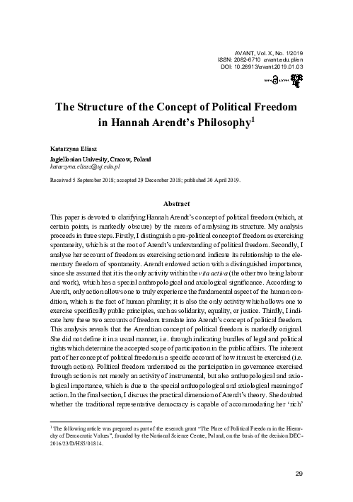 (PDF) The Structure of the Concept of Political Freedom in Hannah ...