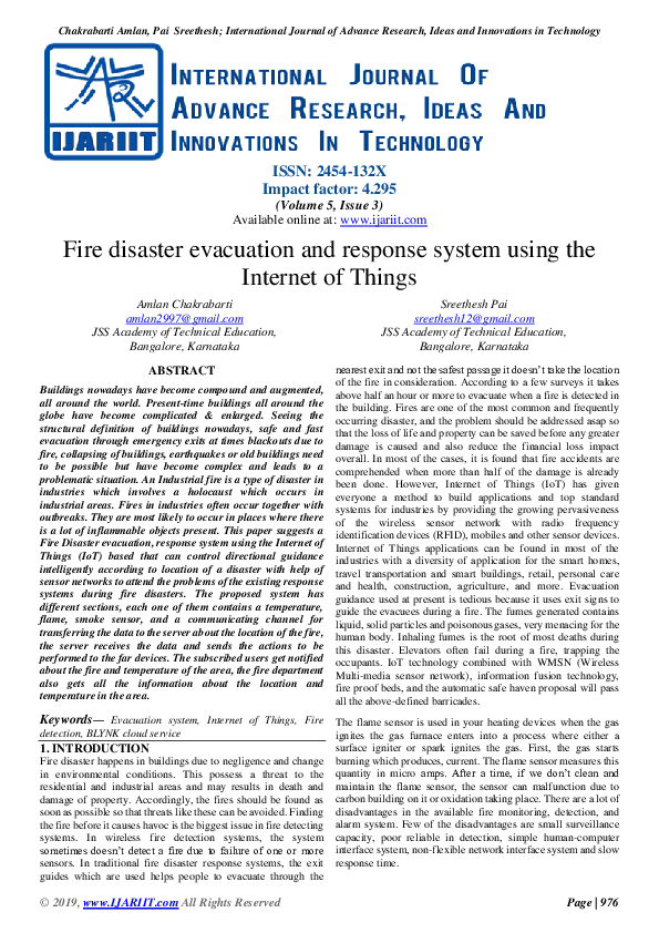 (PDF) Fire disaster evacuation and response system using the Internet ...