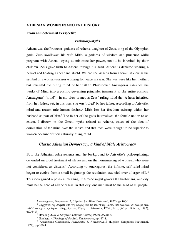 (DOC) ATHENIAN WOMEN IN ANCIENT HISTORY From an Ecofeminist Perspective ...