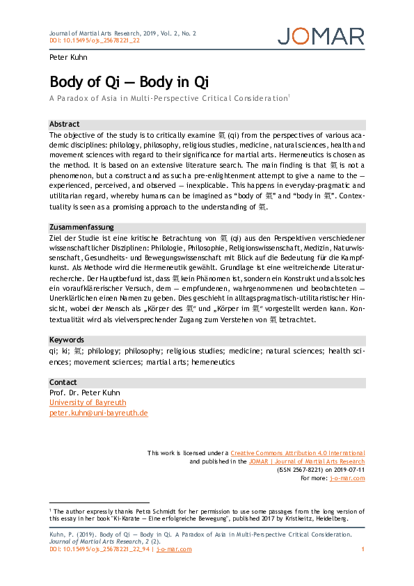 (PDF) Body of Qi — Body in Qi : A Paradox of Asia in Multi-Perspective ...