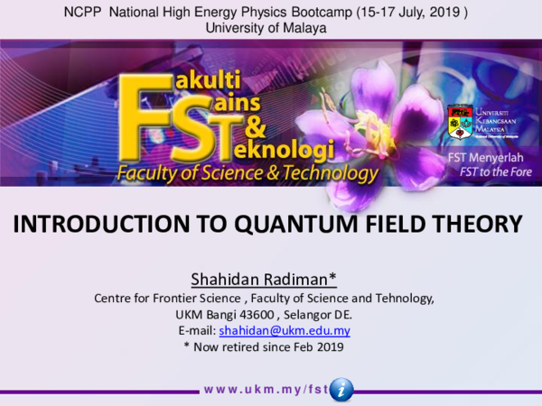 (PDF) INTRODUCTION TO QUANTUM FIELD THEORY