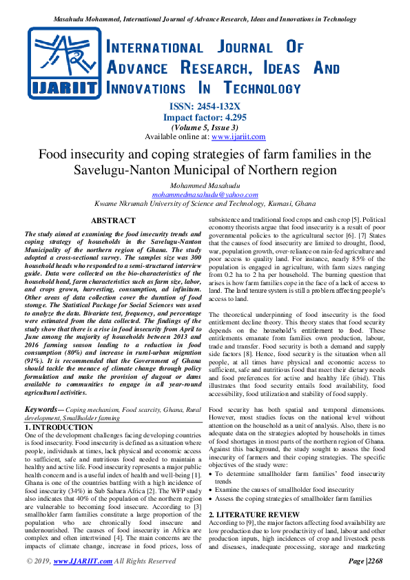 (PDF) Food insecurity and coping strategies of farm families in the ...