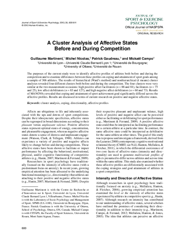 (PDF) SPORT EXERCISE PSYCHOLOGY Official Journal of NASPSPA www.JSEP ...