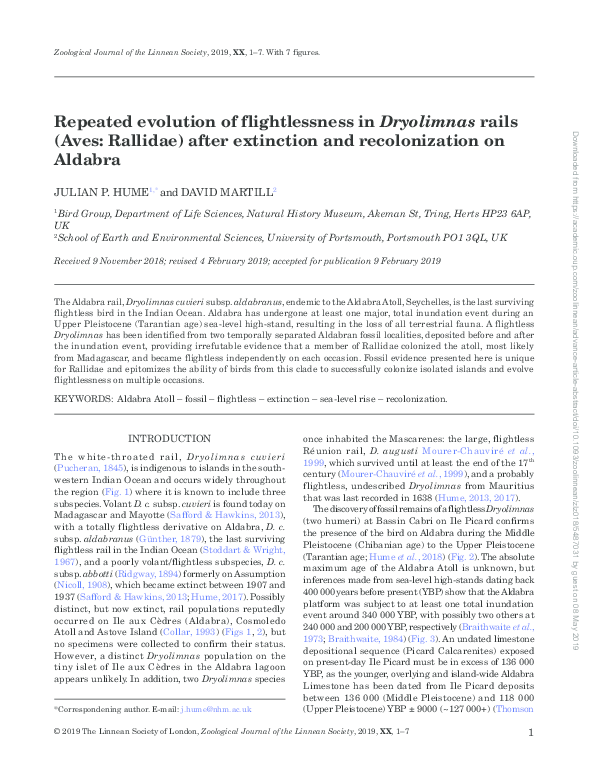 (PDF) Repeated evolution of flightlessness in Dryolimnas rails (Aves ...