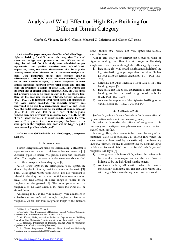 (PDF) ANALYSIS OF WIND EFFECT ON HIGH RISE BUILDING FOR DIFFERENT ...