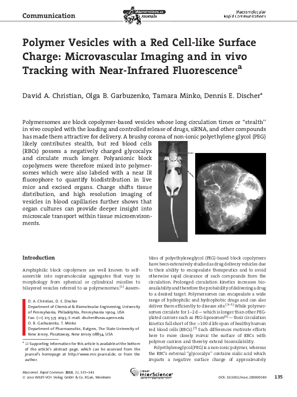 (PDF) Polymer Vesicles with a Red Cell-like Surface Charge ...