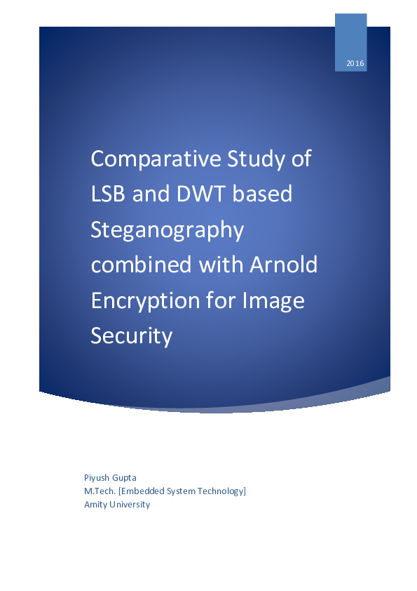 (DOC) Comparative Study of LSB and DWT based Steganography combined with Arnold Encryption for ...