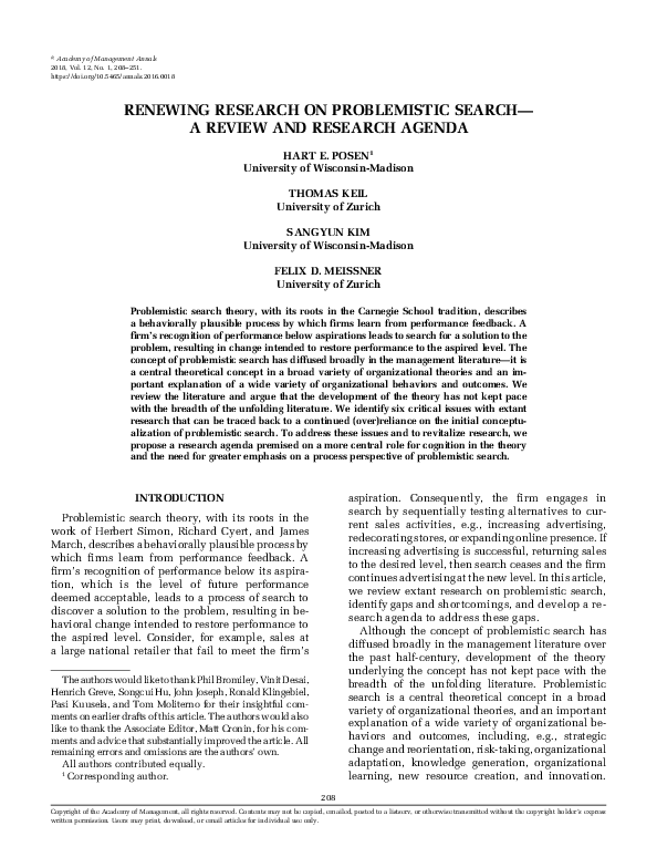 (PDF) Renewing Research on Problemistic Search- a Review and Research ...