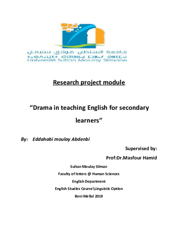 (PDF) Research project module "Drama in teaching English for secondary ...
