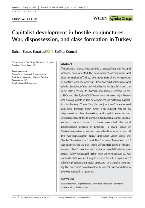 (PDF) Capitalist development in hostile conjunctures: War ...