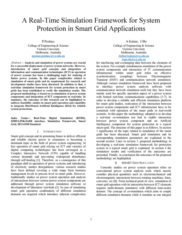 Pdf A Real Time Simulation Framework For System Protection In Smart