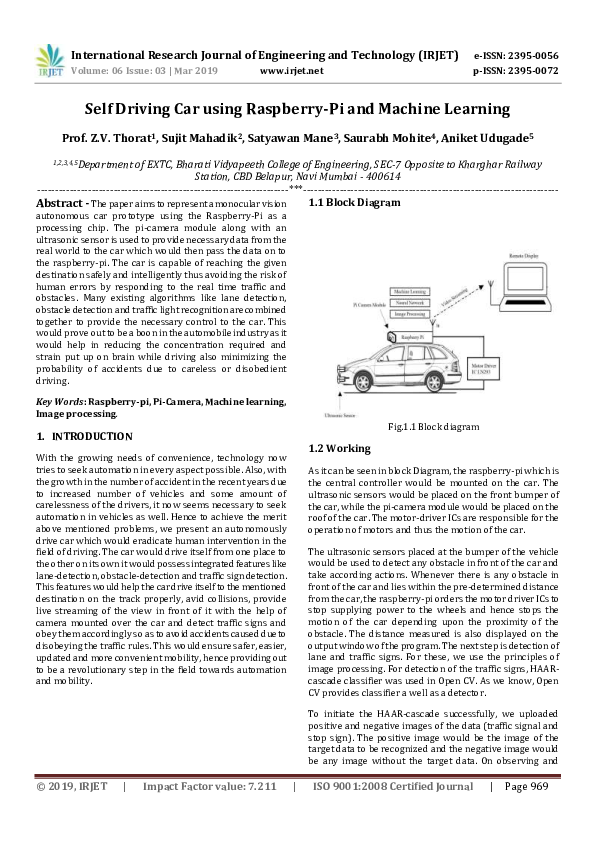 (PDF) IRJET- Self Driving Car using Raspberry-Pi and Machine Learning