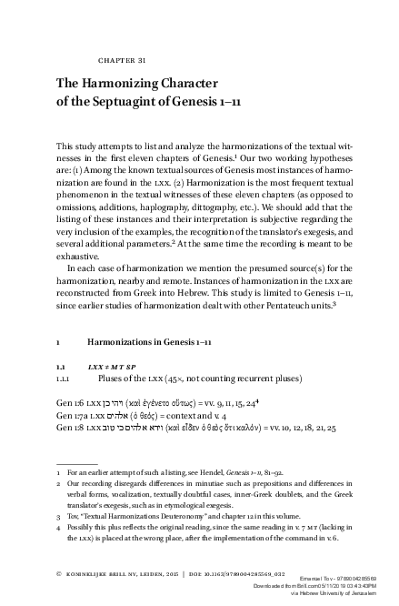 (PDF) 260*. “The Harmonizing Character of the Septuagint of Genesis 1 ...