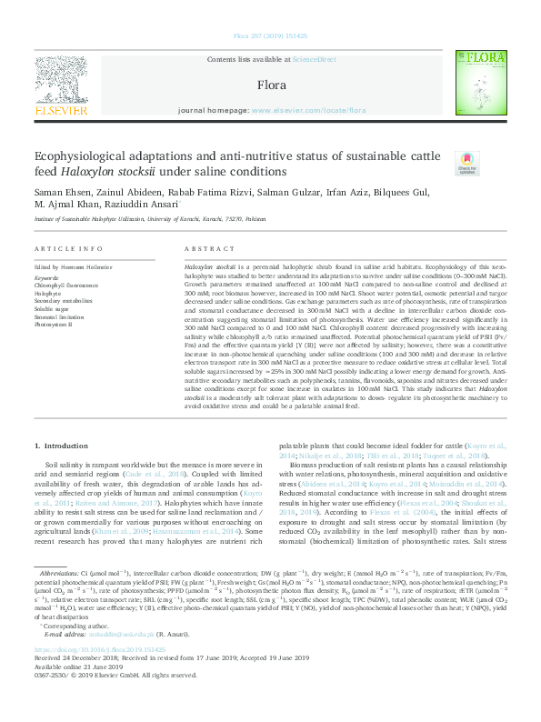 (PDF) Ecophysiological adaptations and anti-nutritive status of ...
