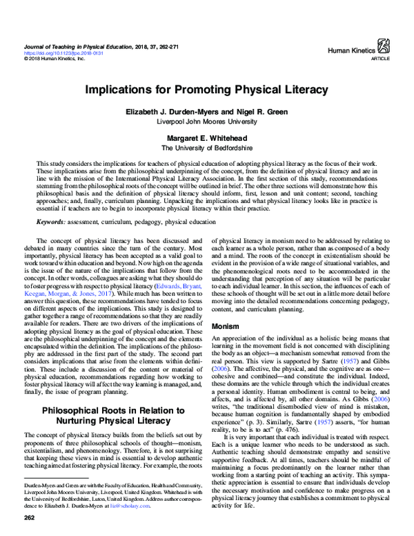 (PDF) Implications for Promoting Physical Literacy