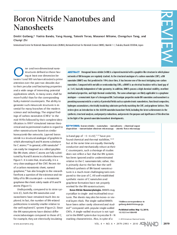 (PDF) Boron Nitride Nanotubes and Nanosheets