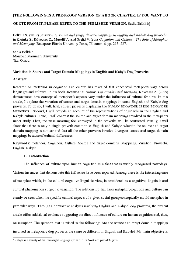(DOC) Variation in source and target domain mappings in English and ...