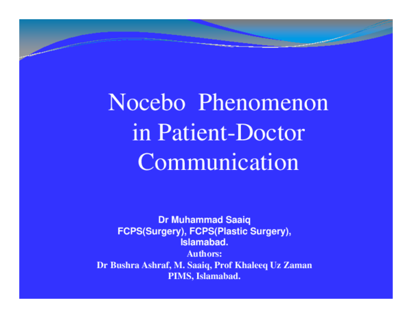 (PDF) Nocebo Phenomenon in Patient-Doctor Communication