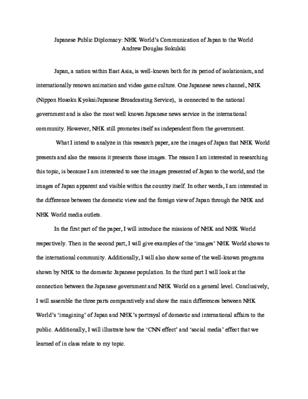 (PDF) Japanese Public Diplomacy: NHK World's Communication of Japan to ...