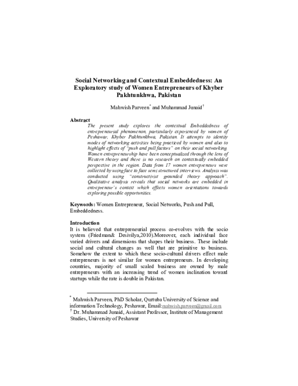 (PDF) Social Networking and Contextual Embeddedness: An Exploratory ...