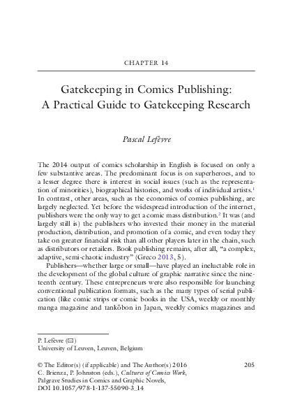 (PDF) Gatekeeping in Comics Publishing. A Practical Guide to ...