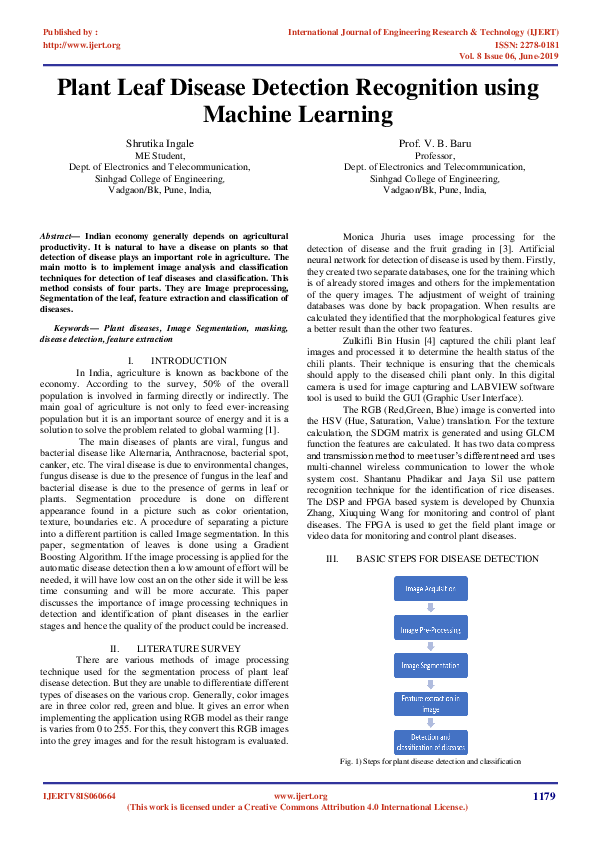 (PDF) IJERT-Plant Leaf Disease Detection Recognition using Machine ... (PDF) IJERT-Plant Leaf Disease Detection Recognition using Machine ...