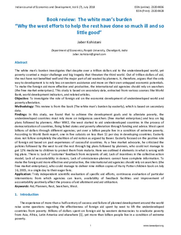 (PDF) Book Review: The White Man’s Burden “Why The West Efforts To Help ...