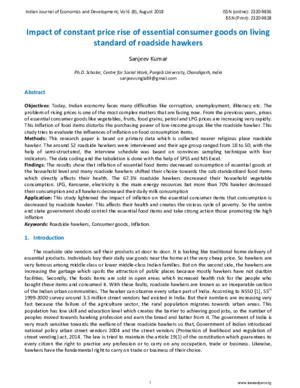 (PDF) Impact of Constant Price Rise of Essential Consumer Goods on ...