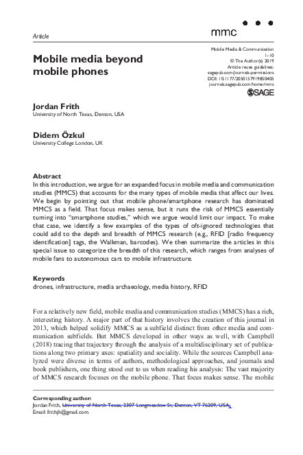 (PDF) Mobile media beyond mobile phones