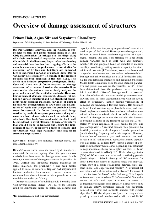 (PDF) Overview of damage assessment of structures